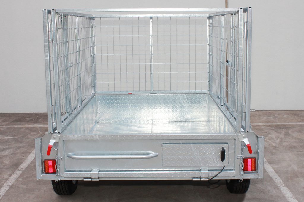 6x4 Galvanised Single Axle Box Trailer With 900mm Cage Manual Tipper ...