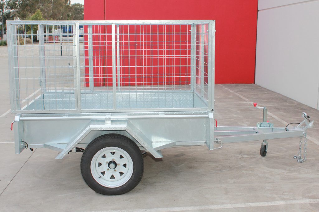 6x4 Galvanised Single Axle Box Trailer With 900mm Cage Manual Tipper ...