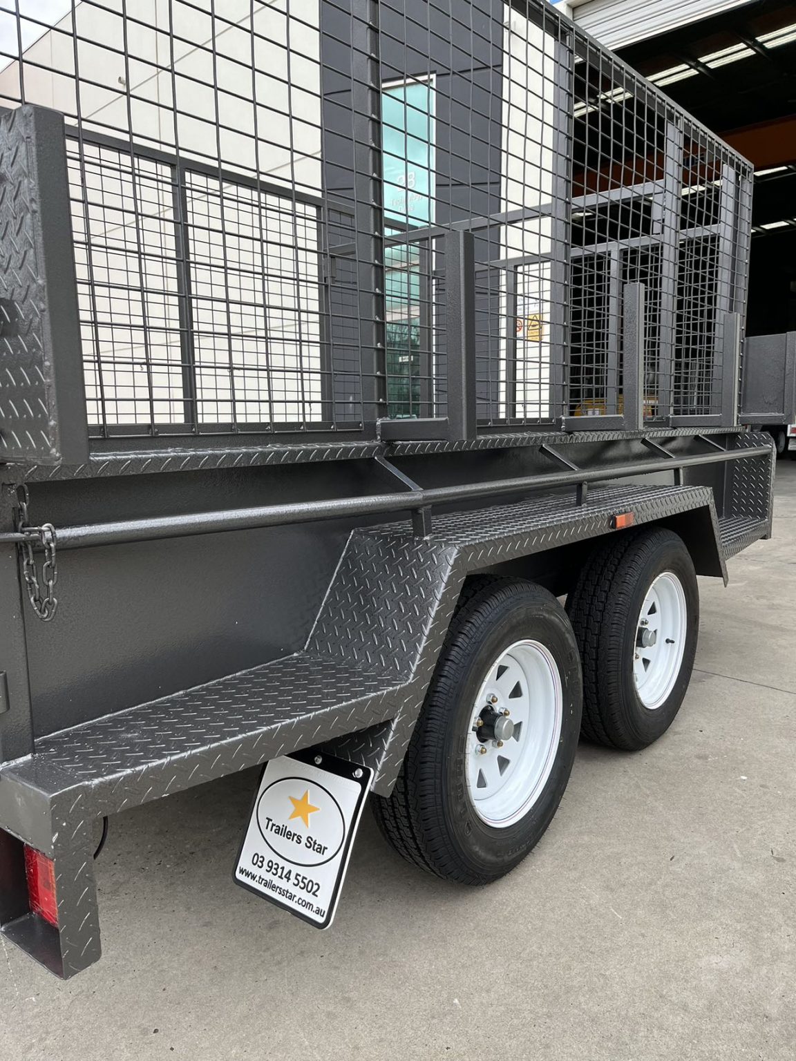 8x5 Tandem Construction Trailer With Hydraulic Brake 900mm Cage/Ladder ...